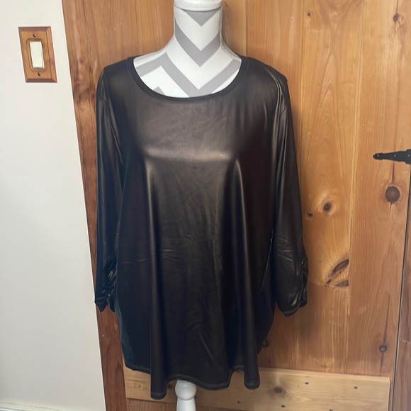 erin london | Tops | Erin Londonxxl Brown Leather Look Top | Poshmark